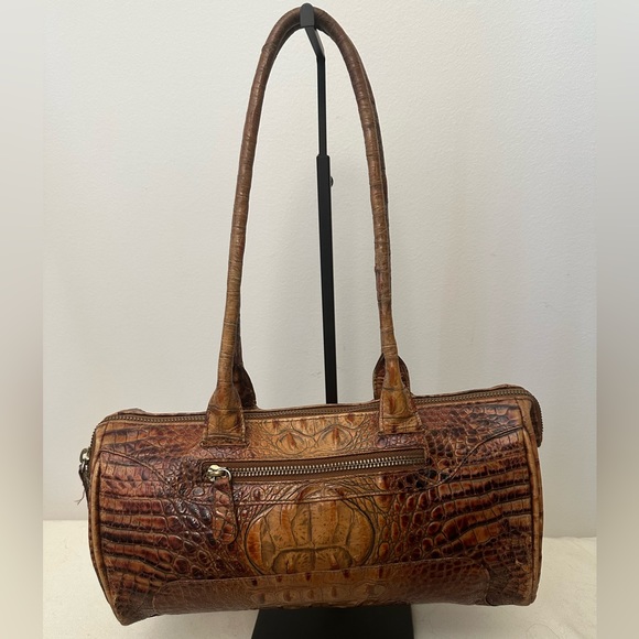 Brahmin | Bags | Vintage Brahmin Brown Tan Embossed Leather Melbourne ...